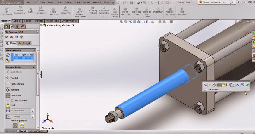 How to create a Pneumatic Air Cylinder in Solidwork Tutorial ...
