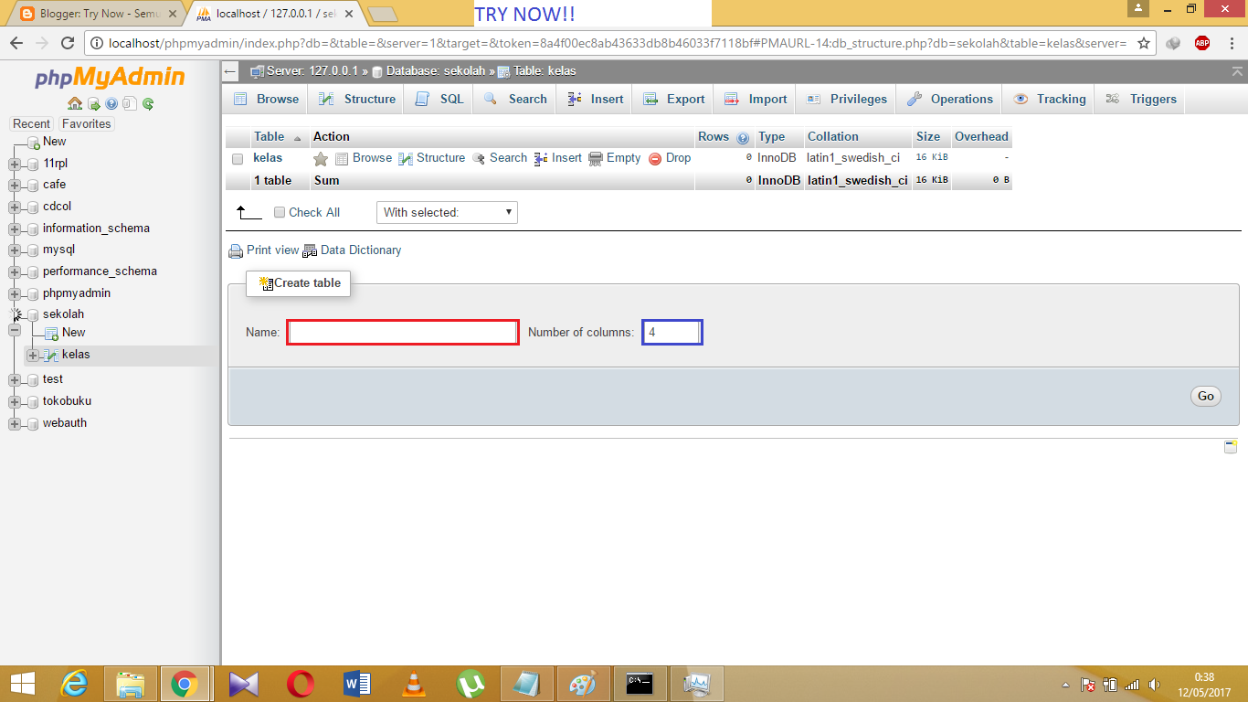 Cara Membuat Tabel DataBase di phpmyadmin - Try Now Cara Membuat Tabel DataBase di phpmyadmin - Try Now