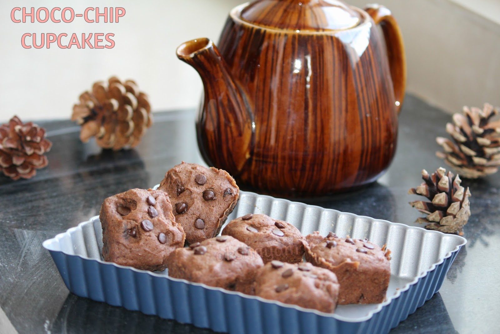 Eggless Choco-Chip Cupcakes (Micro) ~ Home cooking