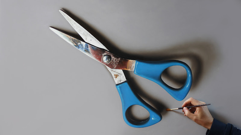 A Pair of Scissors - Oil Painting on Canvas - Marcello Barenghi