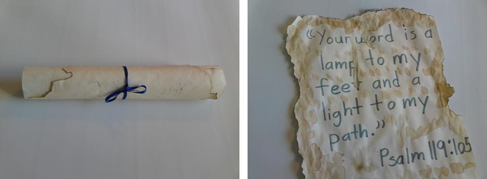 hosanna kids: How to make a Bible scroll