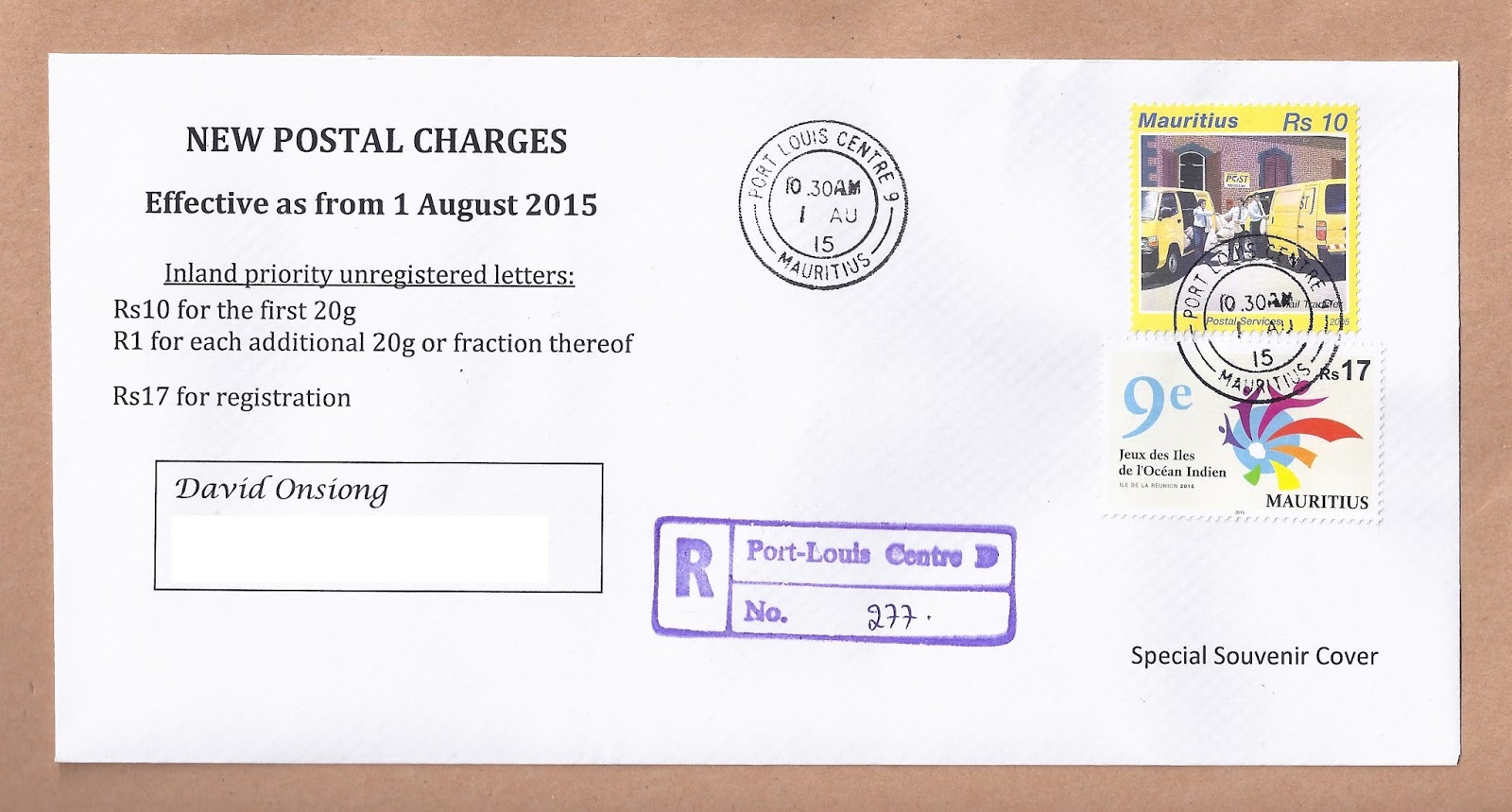 Mauritian Philatelic Blog: New Postal Charges in Mauritius