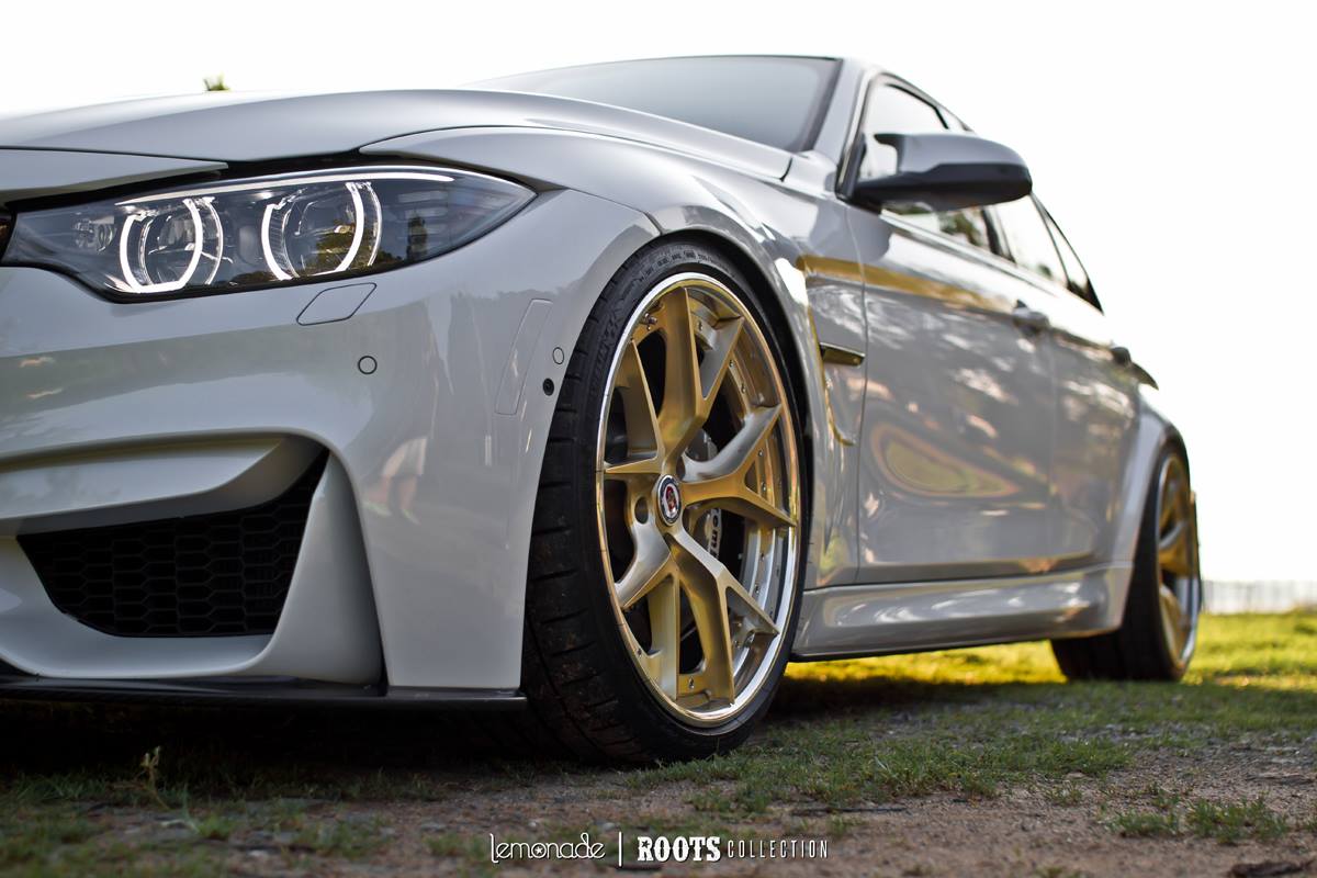 SouLSteer.com: White BMW F80 M3 compact car sits on Brushed Gold HRE ...