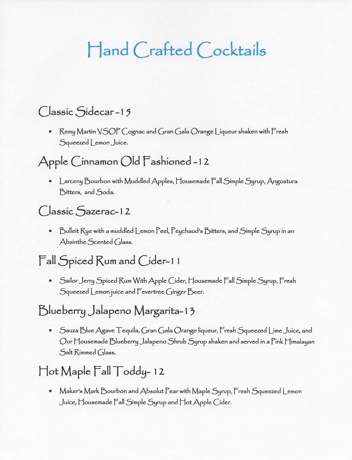 Mark's Restaurant: Hand Crafted Cocktails