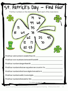 Fun Games 4 Learning: St. Patrick's Day Math Freebies