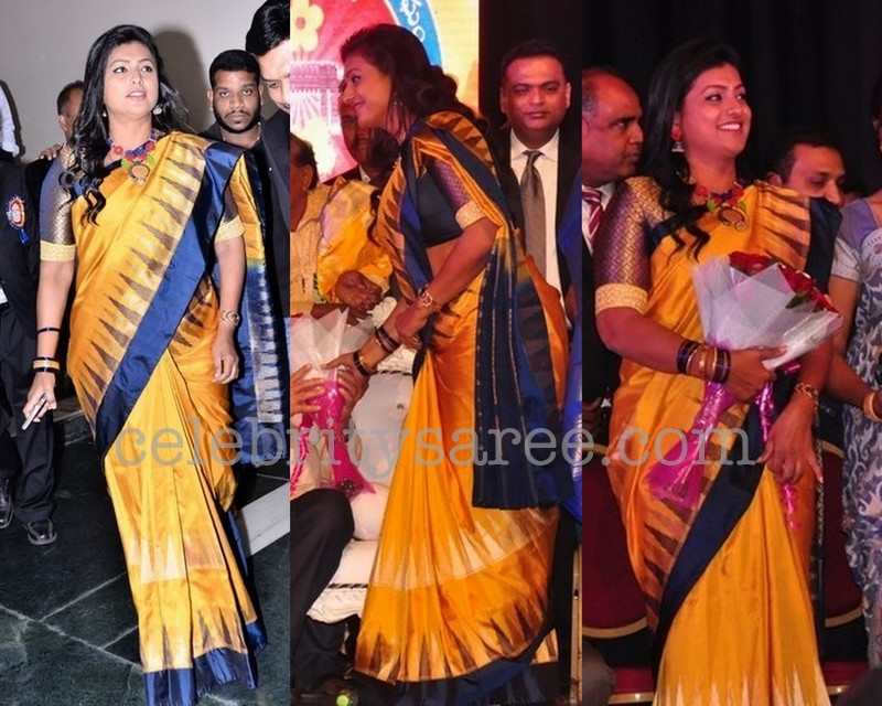 Roja Yellow Stripes Saree - Saree Blouse Patterns