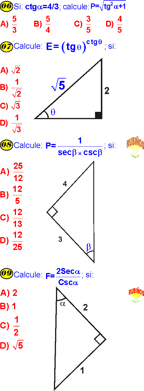 Razones trigonométricas ejemplos y ejercicios resueltos