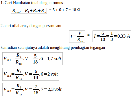 Rumus pembagi tegangan menggunakan Resistor