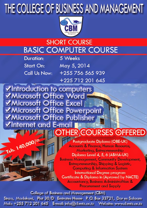 BASIC COMPUTER CERTIFICATE SHORT COURSE ~ THE COLLEGE OF BUSINESS AND ...