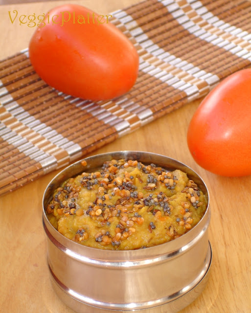 Veggie Platter: Sorakaya - Tomato Pachadi ~ Bottle Gourd - Tomato chutney