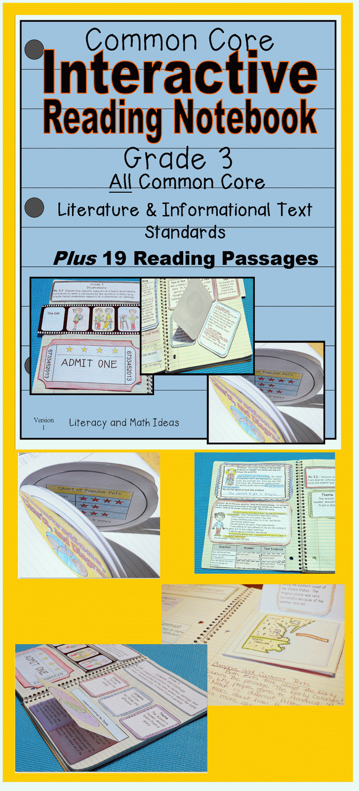 Literacy & Math Ideas: Grade 3 Common Core Interactive Reading Journal ...