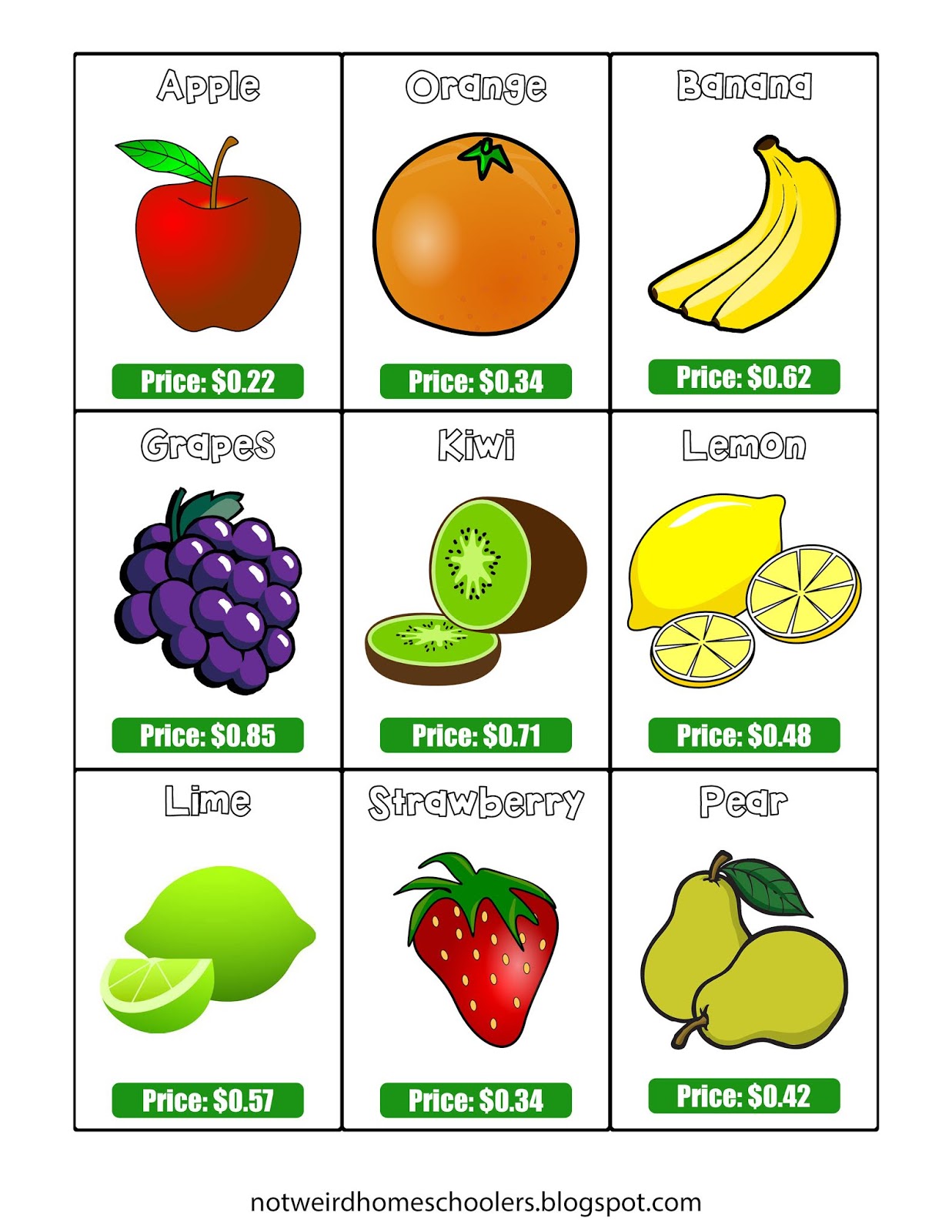 FREE HOMESCHOOLING RESOURCE!!! Pretend Store Card Game