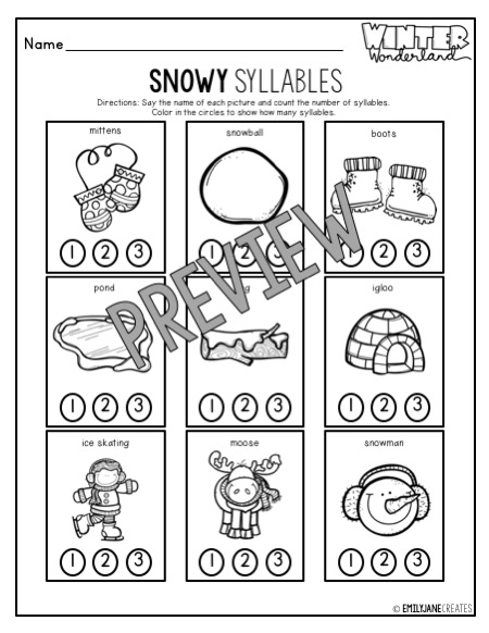 Emily Jane Creates: JANUARY NO PREP KINDERGARTEN PACKET-OVER 100 PAGES!