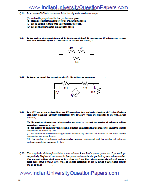 GATE-2016: EE Electrical Engineering Session 6 Question Paper PDF ...