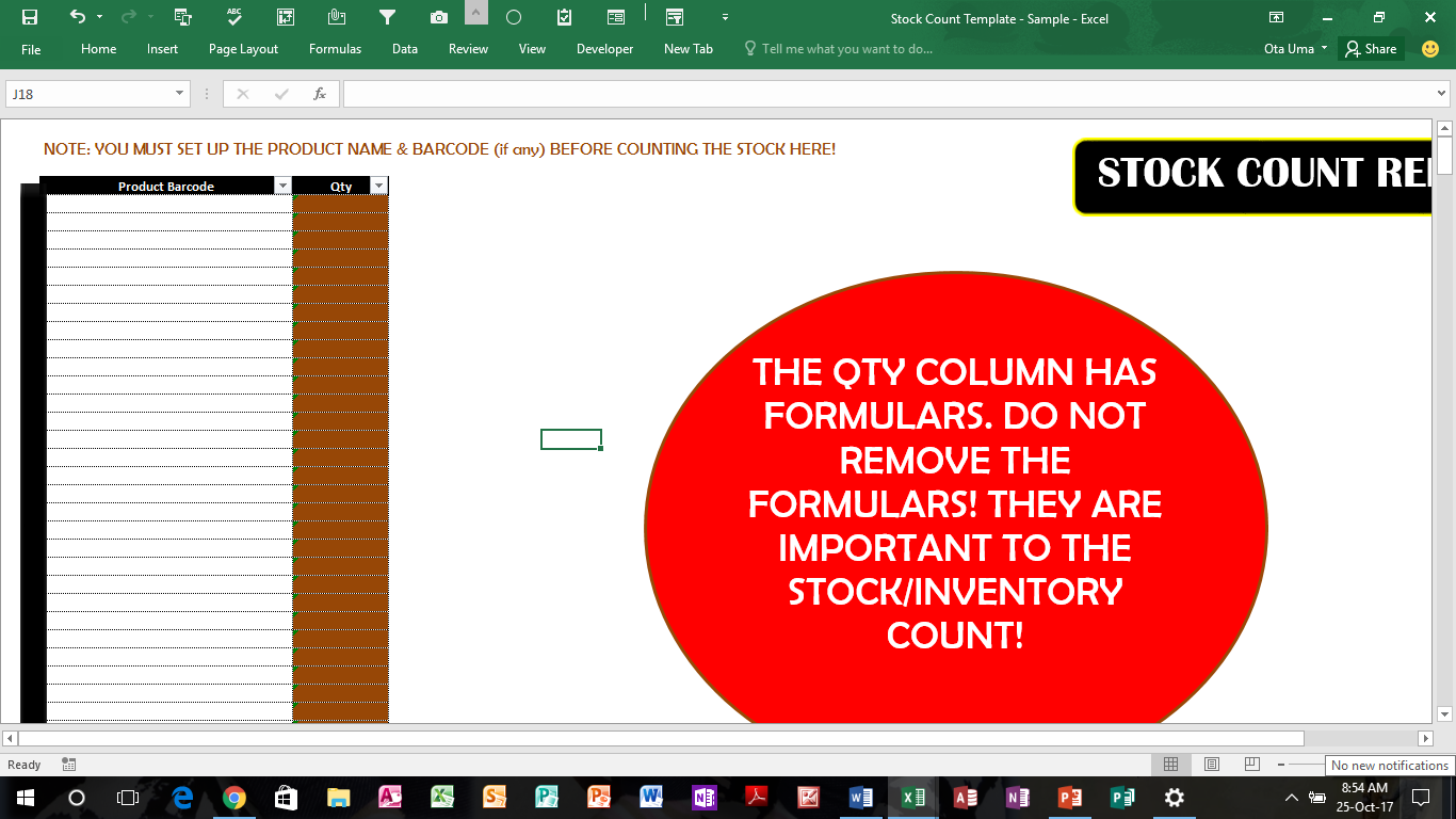 HOW TO COUNT STOCK/INVENTORY WITH A BAR-CODE SCANNER ON EXCEL