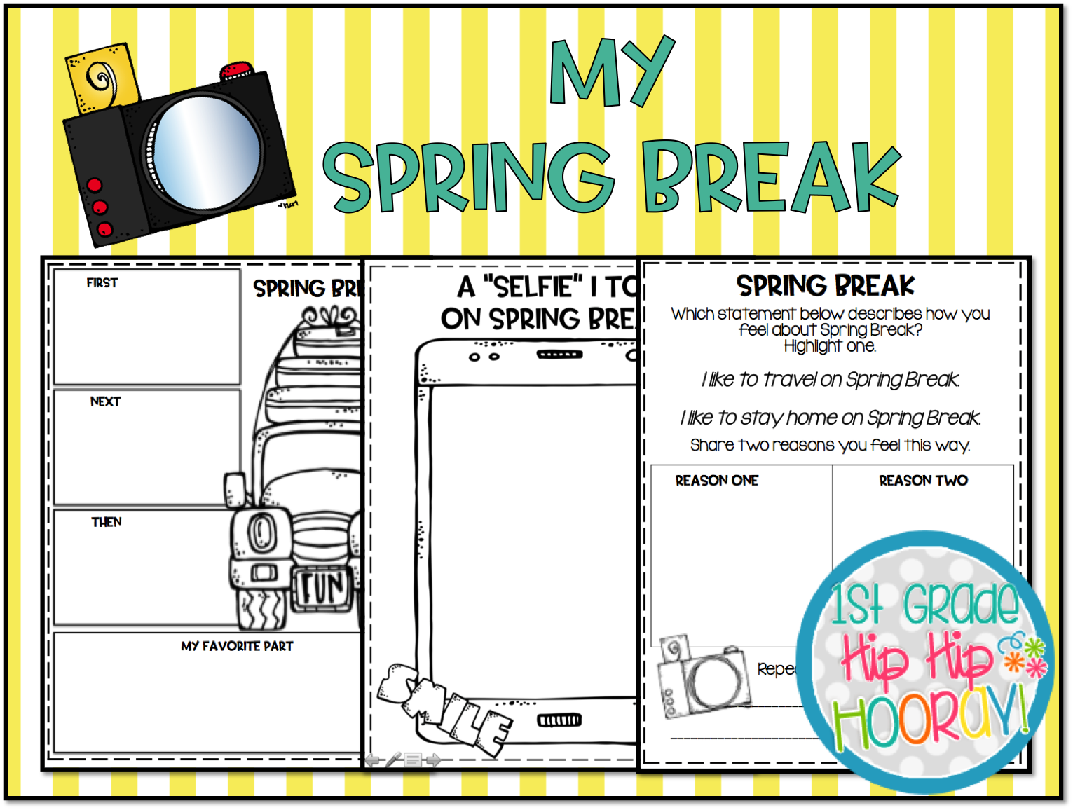 1st Grade Hip Hip Hooray Spring Break Writing And Selfies FREE 1st-grade-hip-hip-hooray-spring-break-writing-and-selfies-free