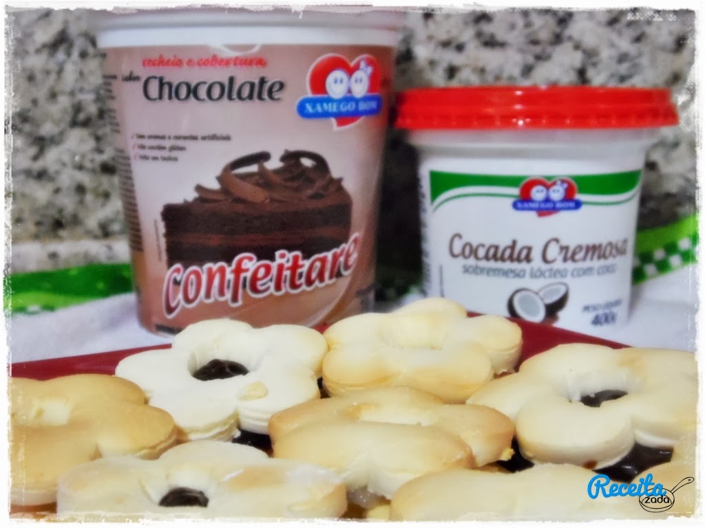 Receitazada: Bolacha Maizena recheada com Confeitare Chocolate e Cocada ...