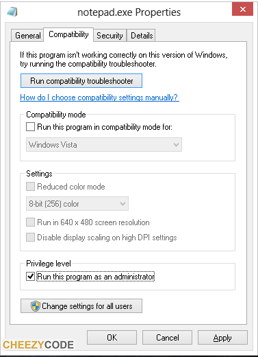 How To Run Exe File Or Bat File As Adminstrator : Windows 8 & Above