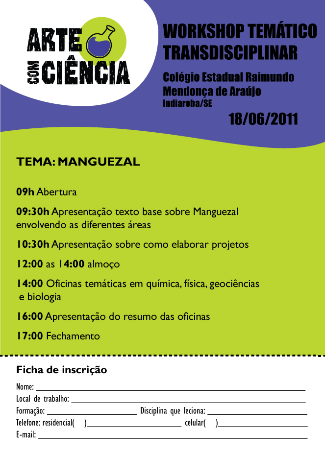 Arte com Ciência: Folder divulgação do workshop temático