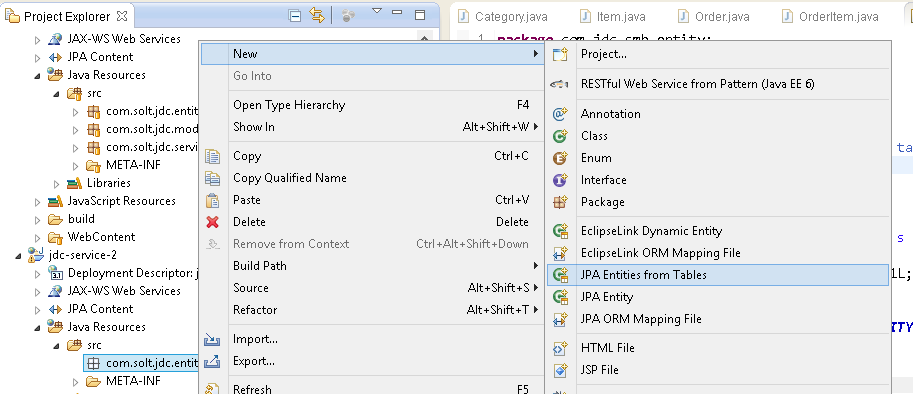 Myanmar Java User: Creating Entities from Tables