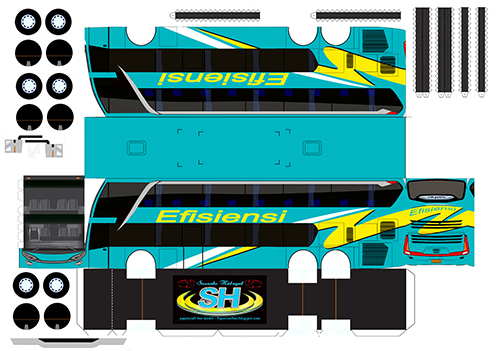 DESIGN PAPERCRAFT BUS: FREE download pola papercraft bus Double decker