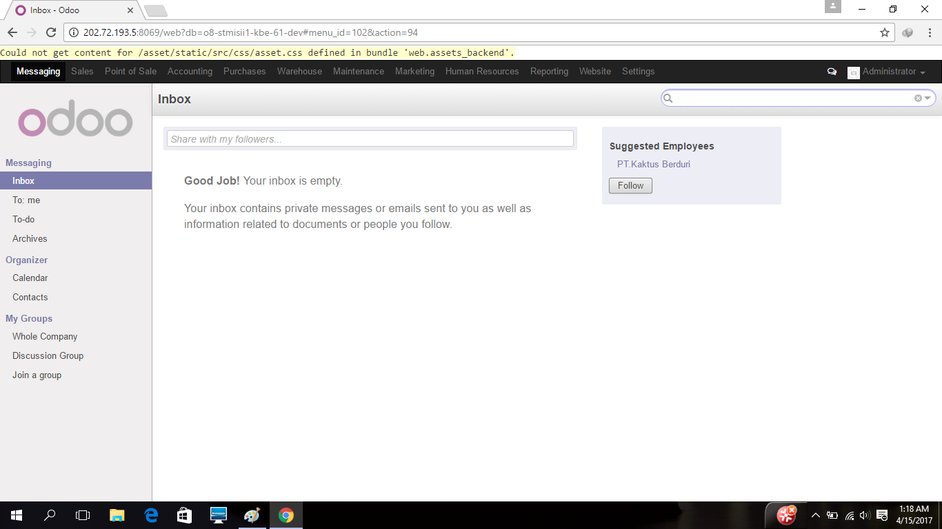 Skenario Fungsi Setting / Administrator pada Odoo - SII