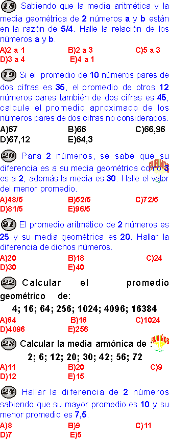 PROMEDIOS MATEMATICOS EJEMPLOS Y EJERCICIOS RESUELTOS