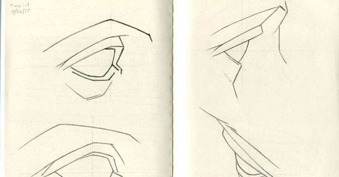 Bargue sketchbook studies of eyes and facial features from Greek statues