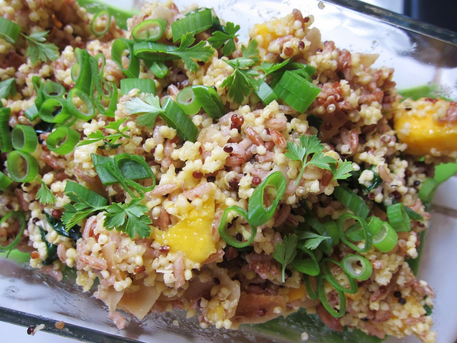 WholeFoodVegan: Multigrain Salad with Mangoes, Toasted Coconut, Cashews