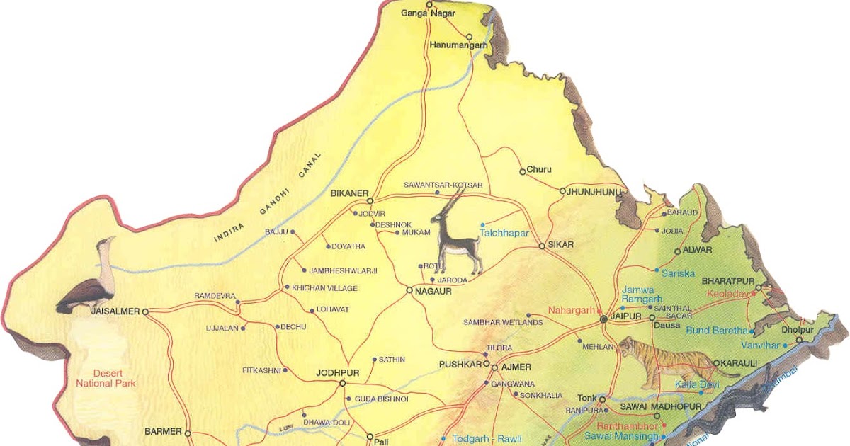 Rajasthan River Maps | Rajasthan Wildlife Map ~ Rajasthan GK | Current ...