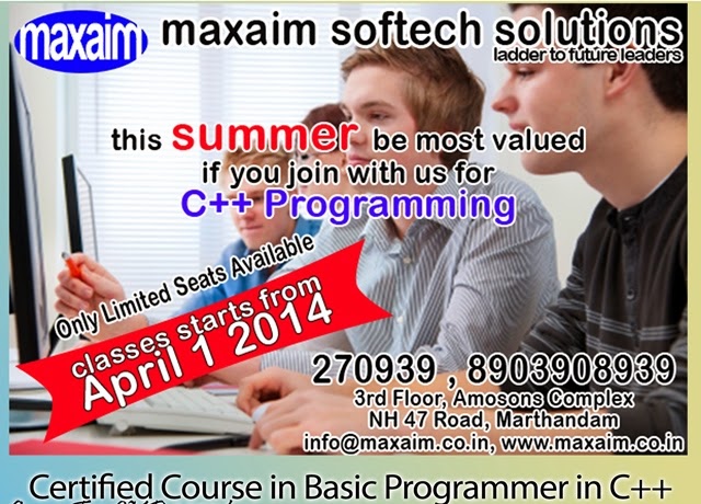 maxaim™ softech solutions: Summer Express Courses – Detailed