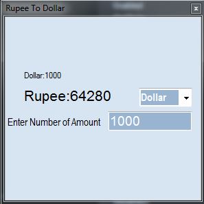 Convert Rupees to Dollar & Dollar to Rupees value in VB.NET.