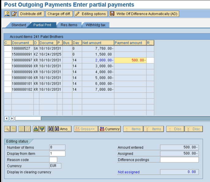 sap fico: Partial payment to a vendor
