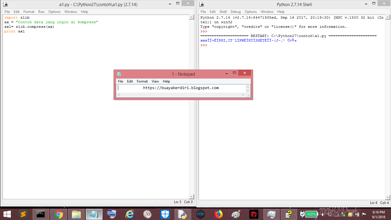 49.Belajar Bersama Python | Data Compression pada python 2.7.14