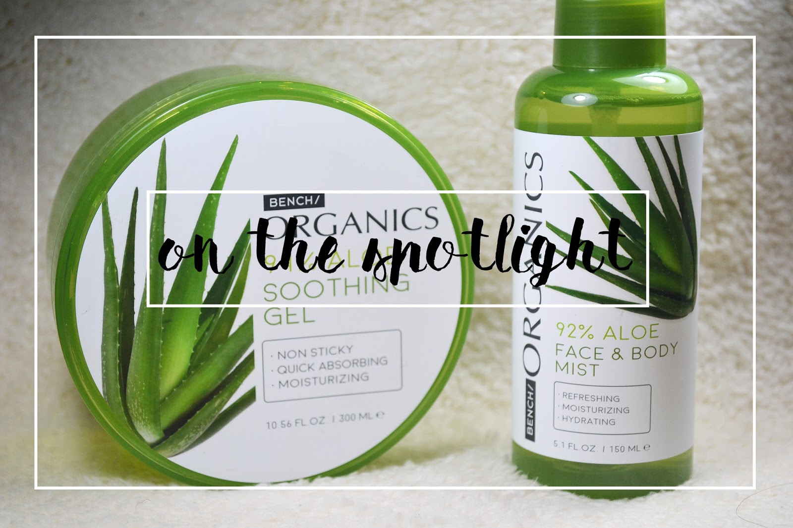 BENCH ORGANICS : 94% Aloe Vera Soothing Gel and 92% Face and Body Mist ...