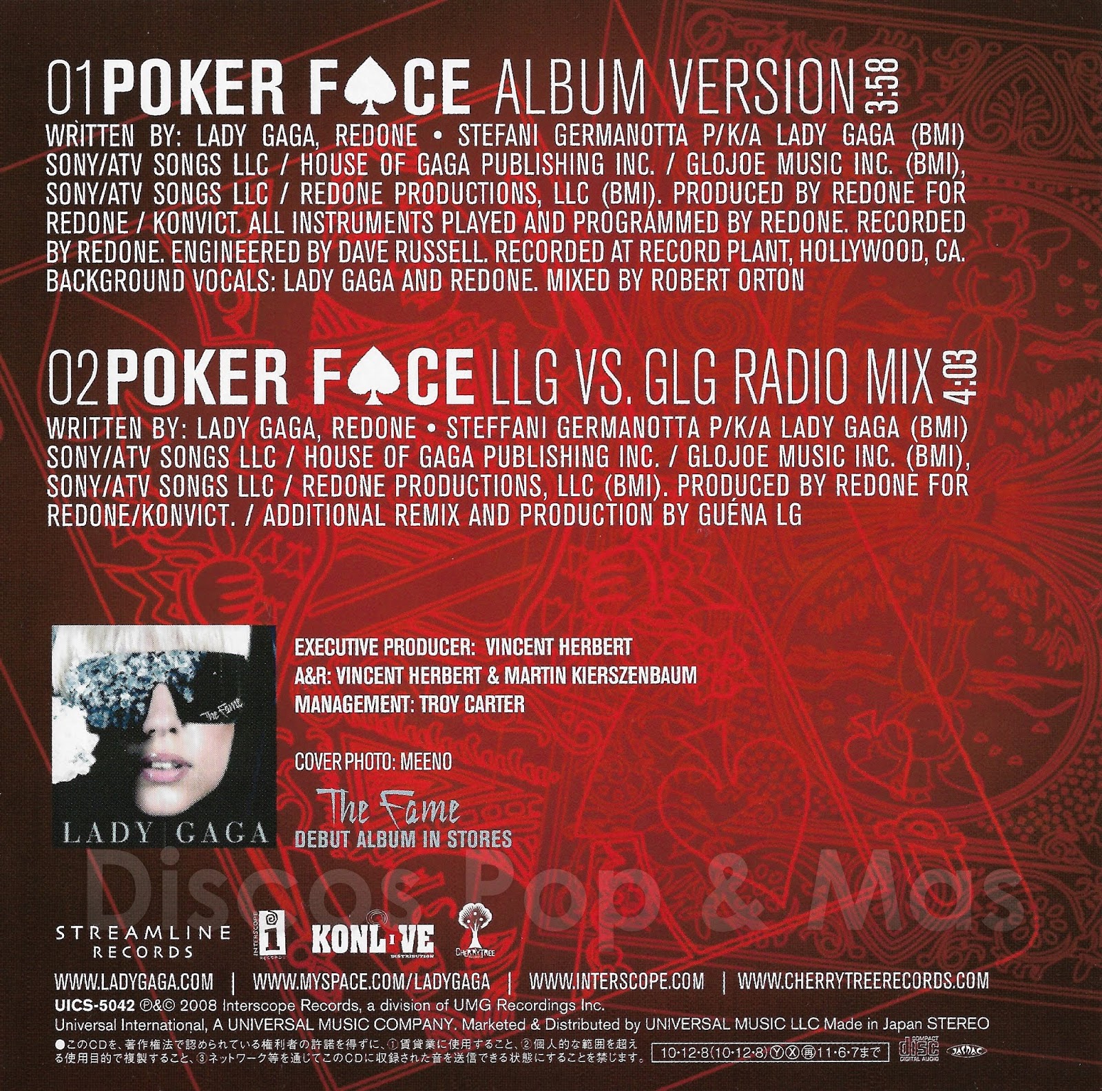 Discos Pop & Mas: Lady Gaga - Poker Face (Single)