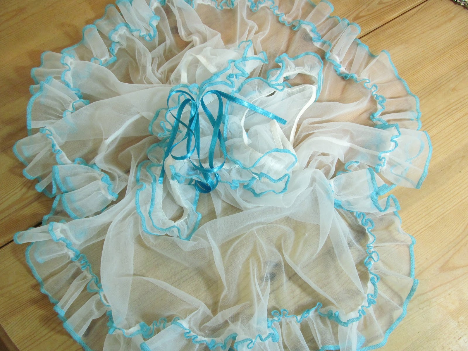 Vintage white blue soft sissy frilly sheer chiffon babydoll nightie ...