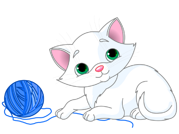 Kitten and Blue Yarn | Symbols & Emoticons