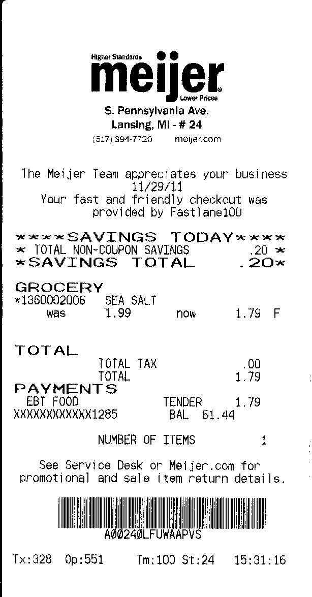 X-Treme Food Stamp Challenge--the beginning of the month receipts ...