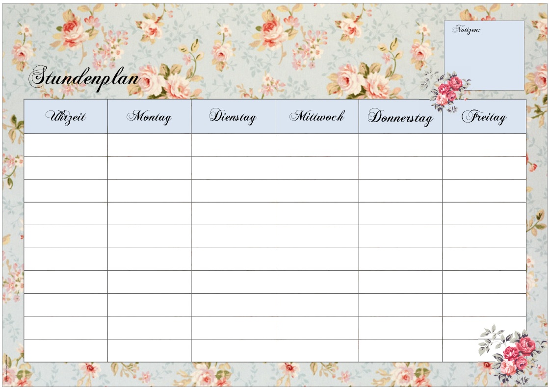 Ideenreise - Blog | Weitere Stundenplanformulare