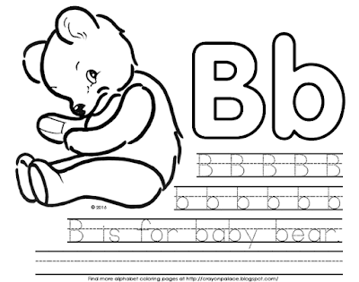 Crayon Palace: "B is for baby bear" alphabet coloring page