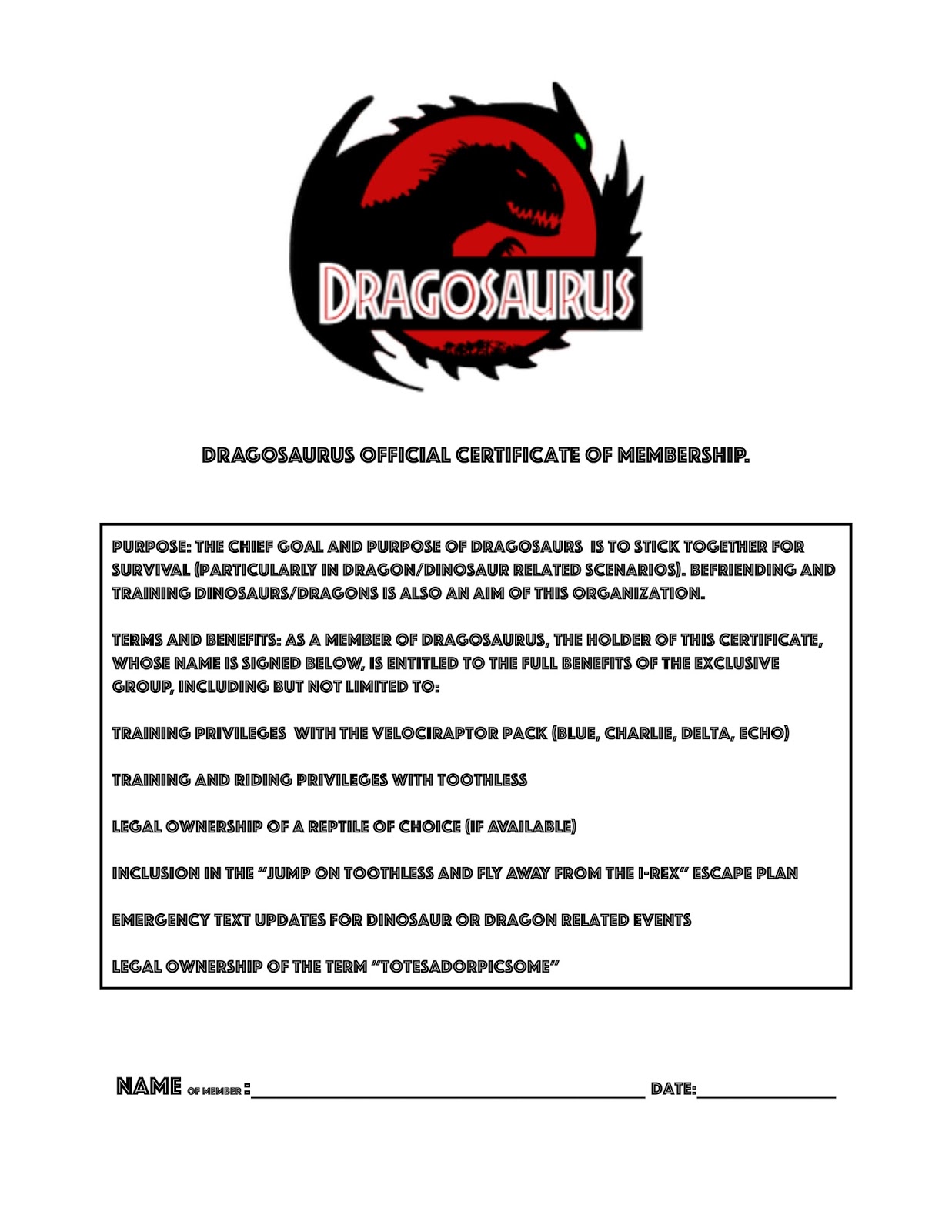 Toothless the Nightfury: Dragosaurus