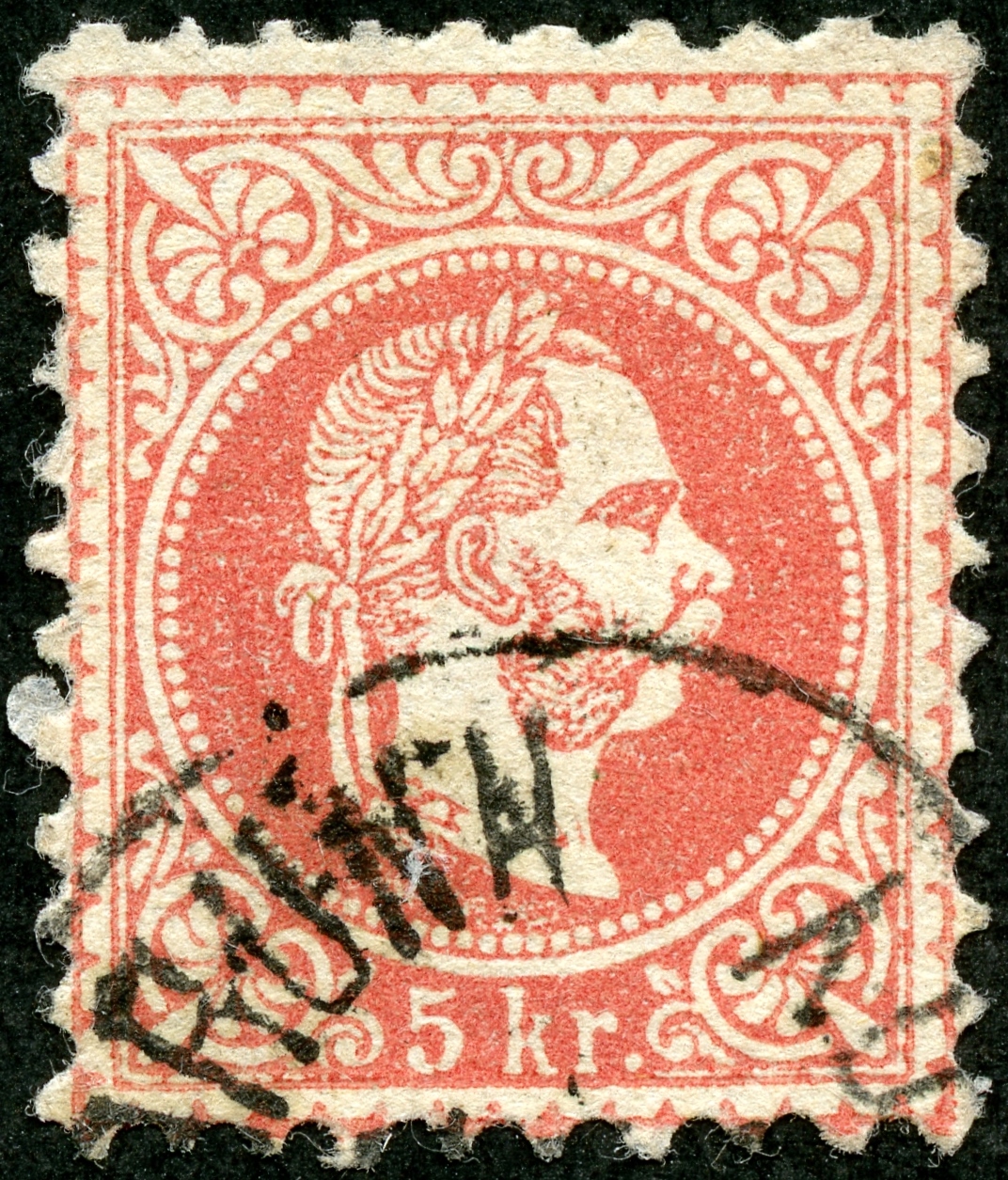 Big Blue 1840-1940: The Austrian 1867-1884 5 Kreuzer rose stamp: Coarse ...