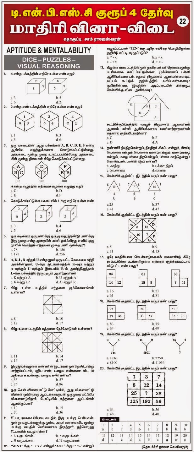 TNPSC Group IV - Old and Model Question Papers Collections with answer ...