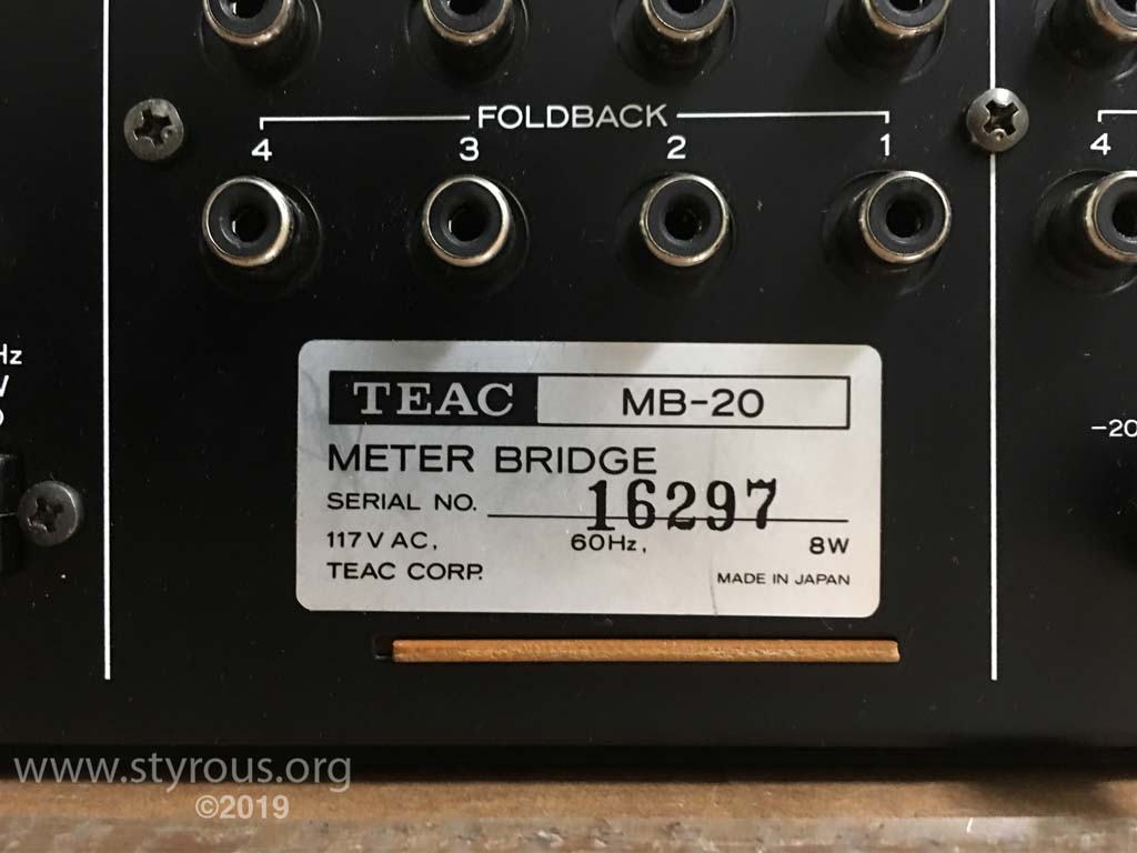 The Styrous® Viewfinder: TASCAM ~ Teac MB-20 meter bridge