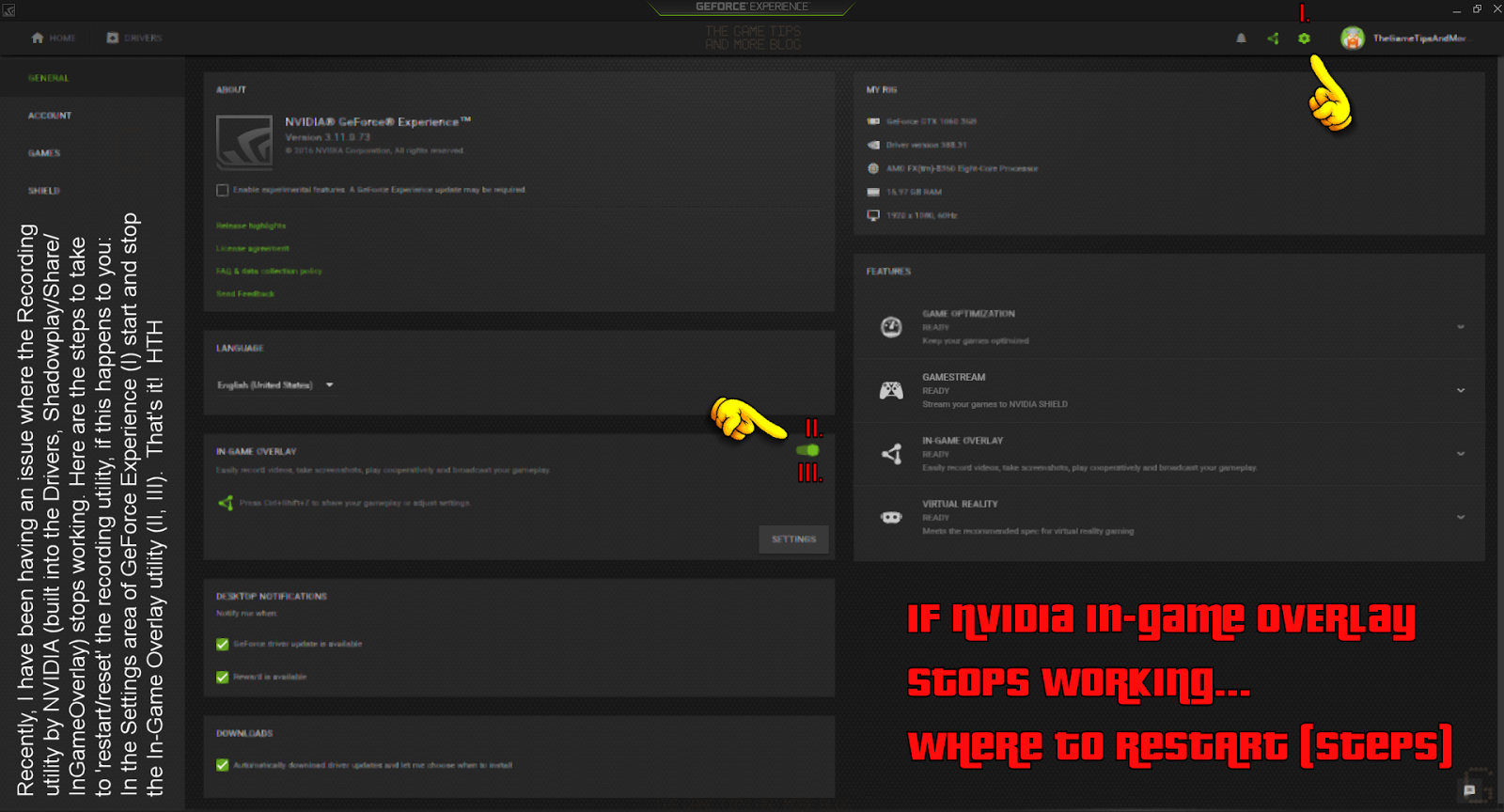 The Game Tips And More Blog: Quick Tip: NVIDIA 'In Game Overlay ...