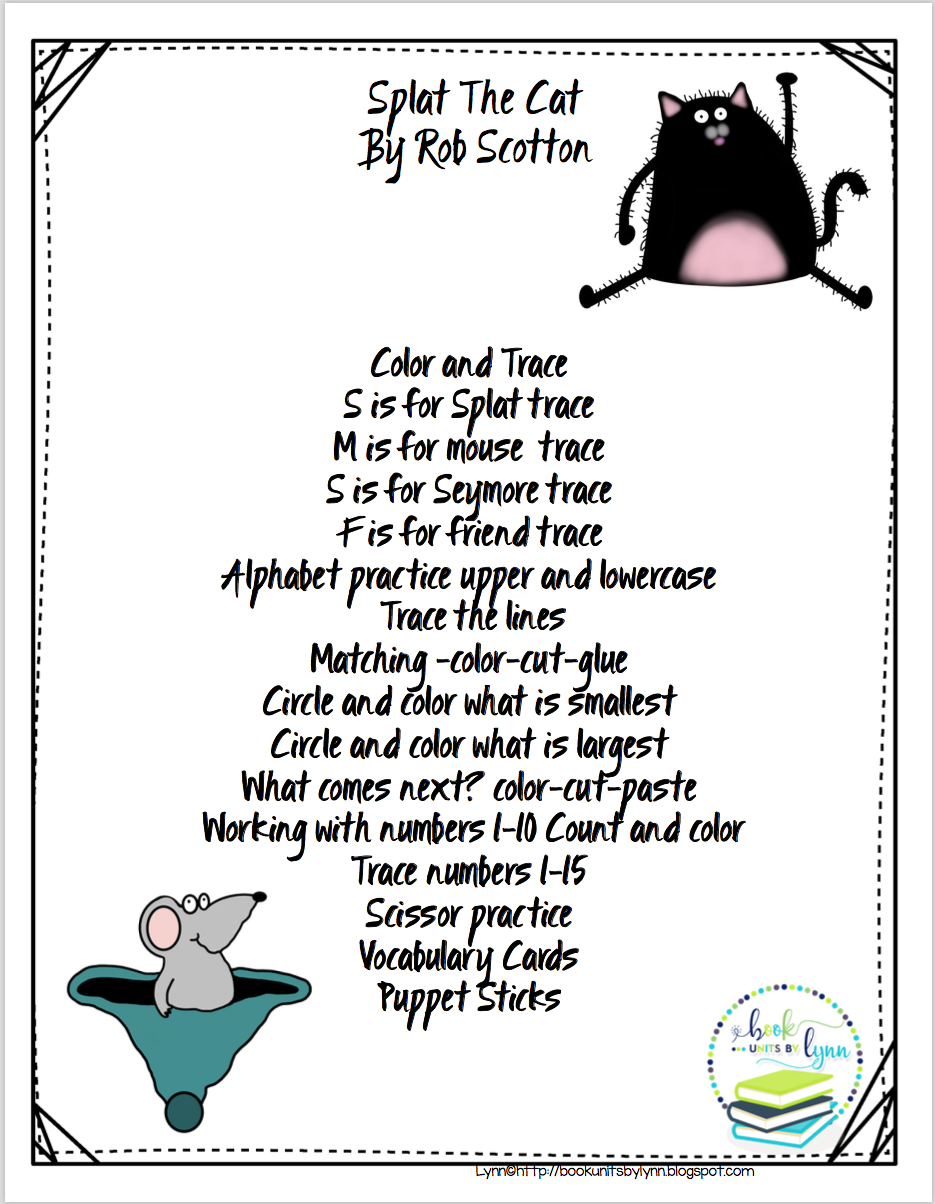 SPLAT THE CAT. FREE ~ Book Units by Lynn