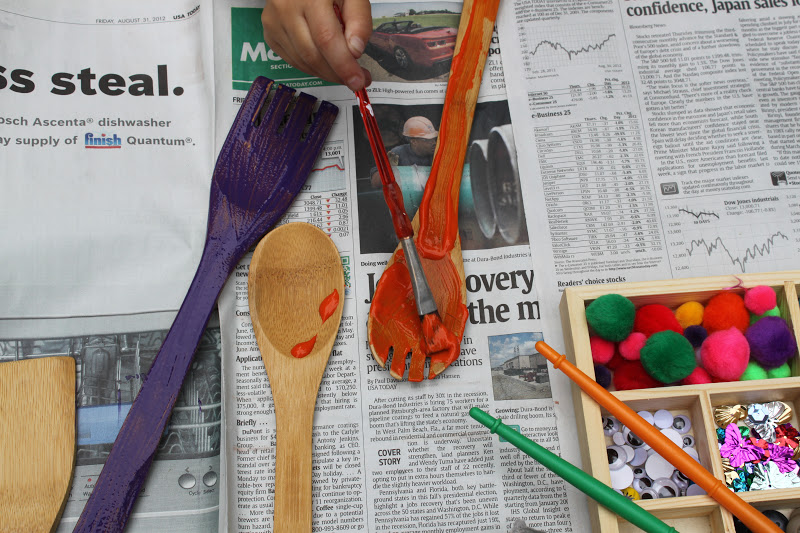 Green Owl Art: Wooden Spoon Monsters