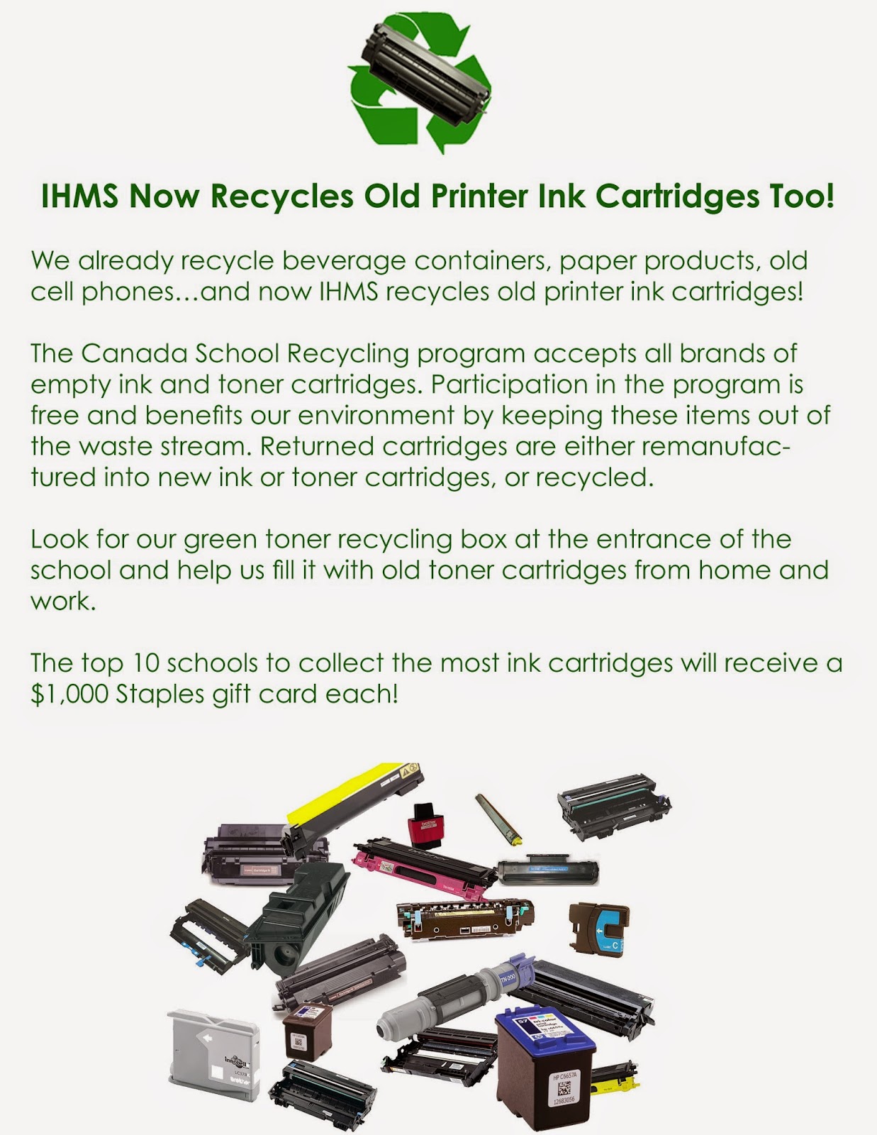 IHMS Online: IHMS Now Recycles Old Printer Ink Cartridges Too!