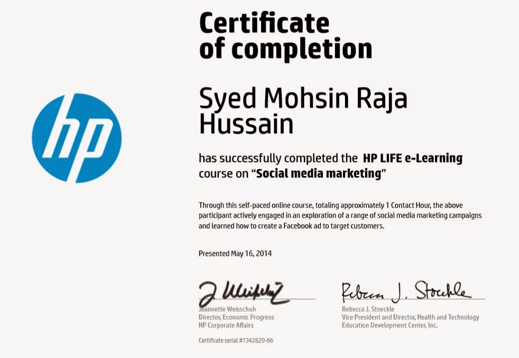 Syed's CV: Professional Certifications